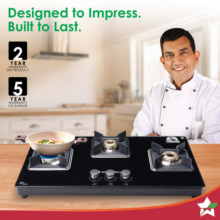 Wonderchef Octavia Auto 3-Burner Gas Stove | Efficient Stylish