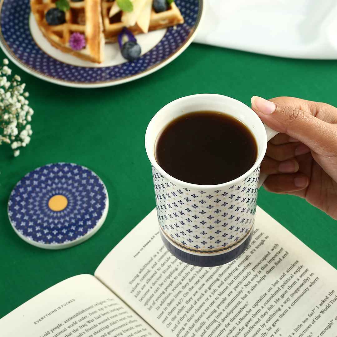 Sicilia Fine Bone China Coffee Mug with Lid - Royal Blue - 1 pc ...