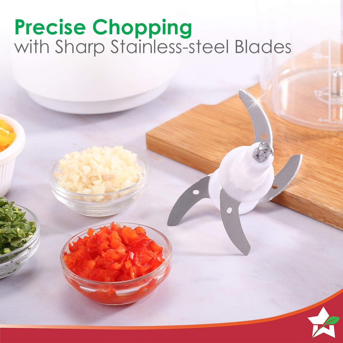 Nutri-chop Pearl Electric Chopper | 4 Sharp Stainless Steel Blades | 7