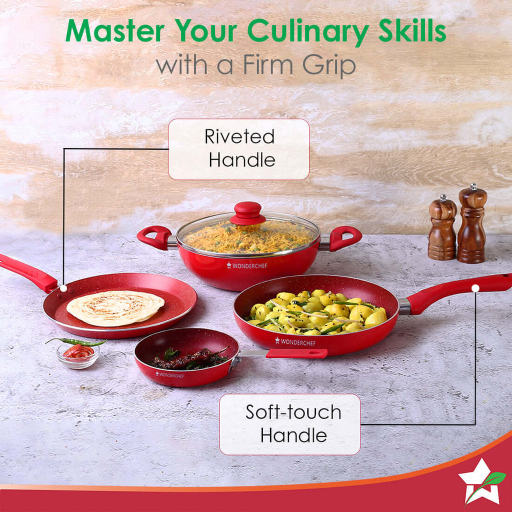 Wonderchef Royal Velvet Red Set | Non-Stick Cookware Online in India