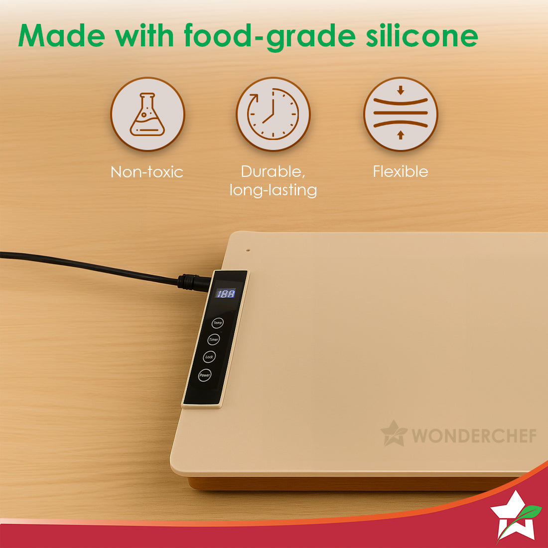 WonderMat Food Warming Mat, Food-Grade Silicone, for Warming Cast-iron