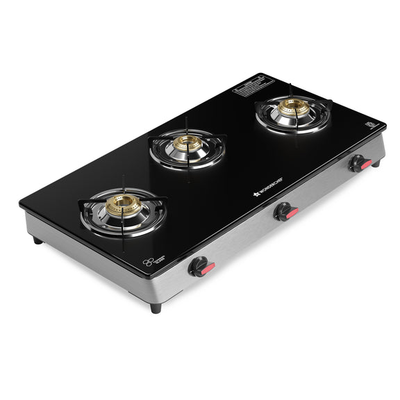 Regal 3 Brass Burner Cooktop, LPG Gas Stove for Kitchen, ISI Toughened ...