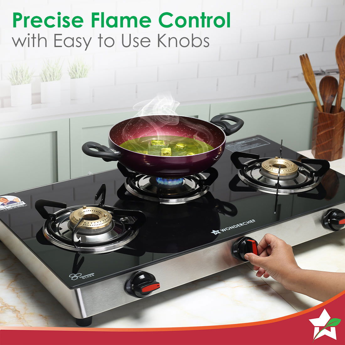 Galaxy 3 Burner Cooktop | 2 Medium, 1 Small Wide Spaced Burners | High ...