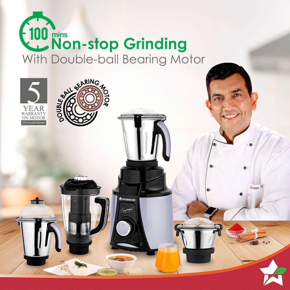 Galaxy Mixer Grinder 1000W | 100 Mins Non-Stop Grinding | 100% Copper ...