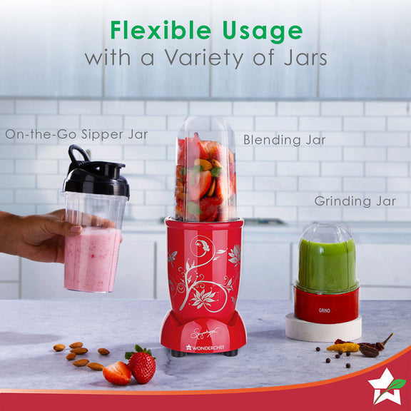 Wonderchef Nutri-Blend Mixer Grinder 500W Red | Smoothie Maker