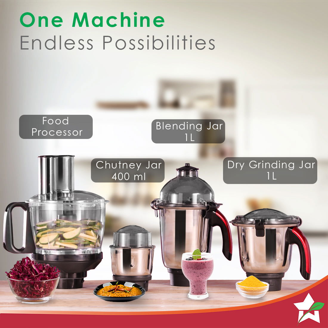 Platinum Food Processor-Mixer-Grinder | 750W Copper Motor | Blades for ...