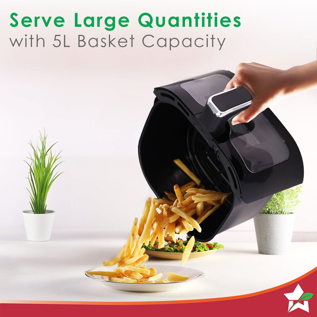 Platinum Plus Digital Air Fryer | 5L With Window & Light | Fry, Bake ...