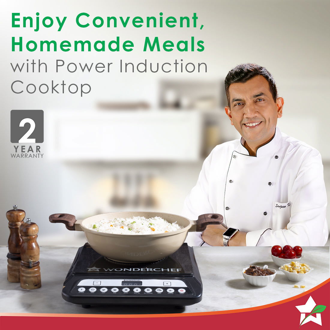 Power 1400W Induction Cooktop with 11 Preset Functions, Push Touch Con ...