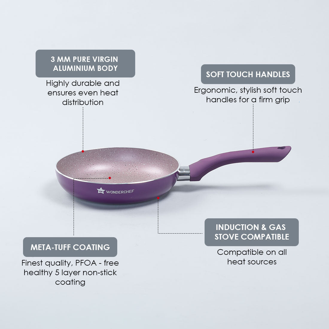 Wonderchef Royal Velvet Fry Pan 26cm (Purple) | Quality Cookware Online ...
