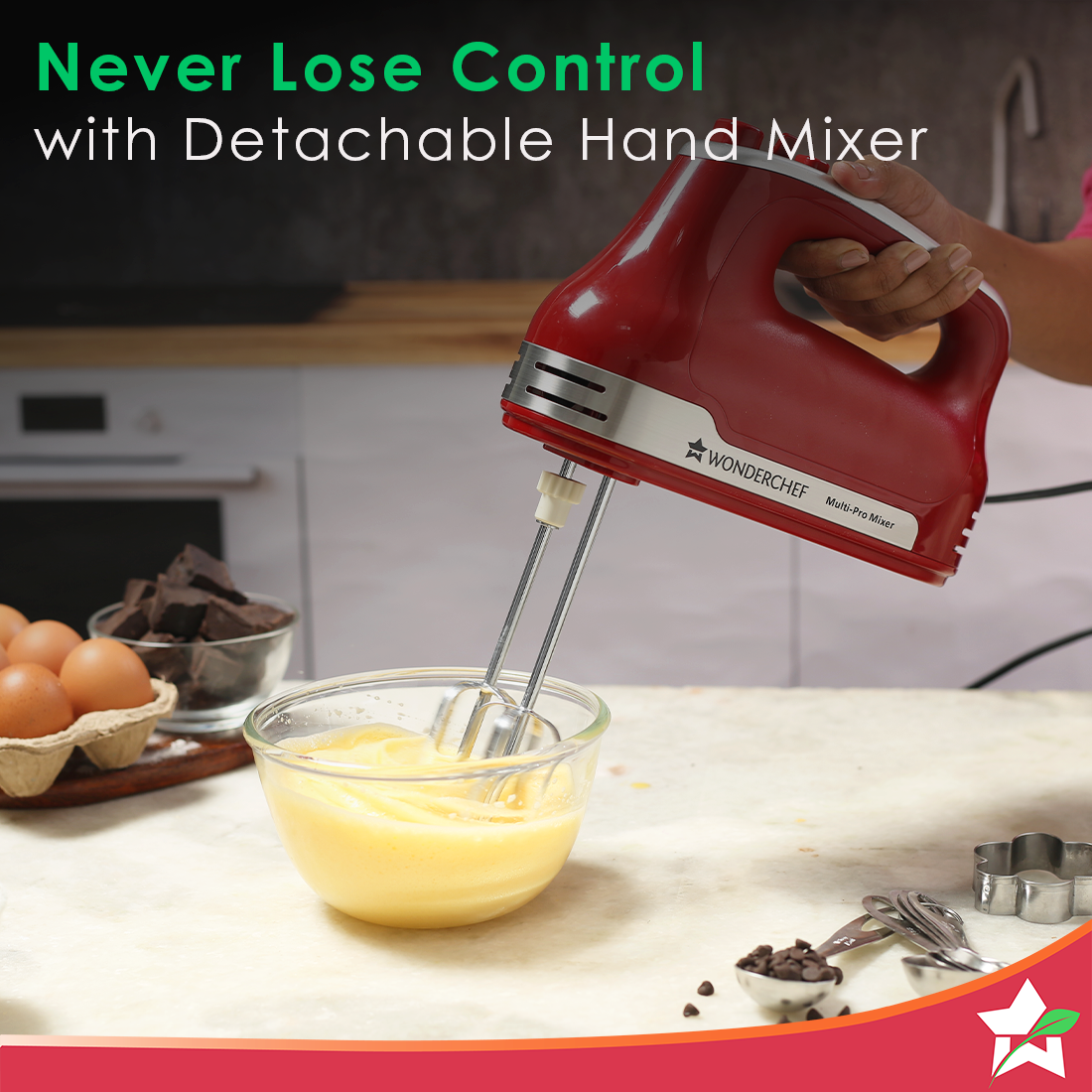 Wonderchef Renewed Crimson Revo Stand Mixer and Beater with 5 Speed Se