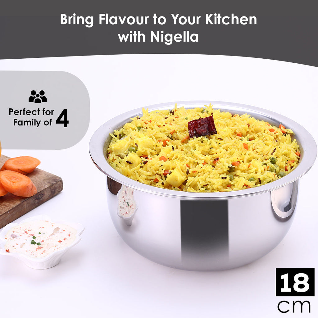 Wonderchef Nigella 3-Ply Stainless Steel Cooking Pot 18cm | Cookware Online
