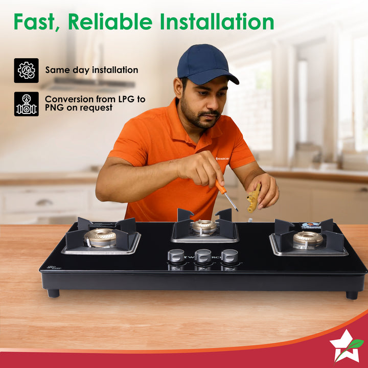 Wonderchef Octavia Auto 3-Burner Gas Stove | Efficient Stylish