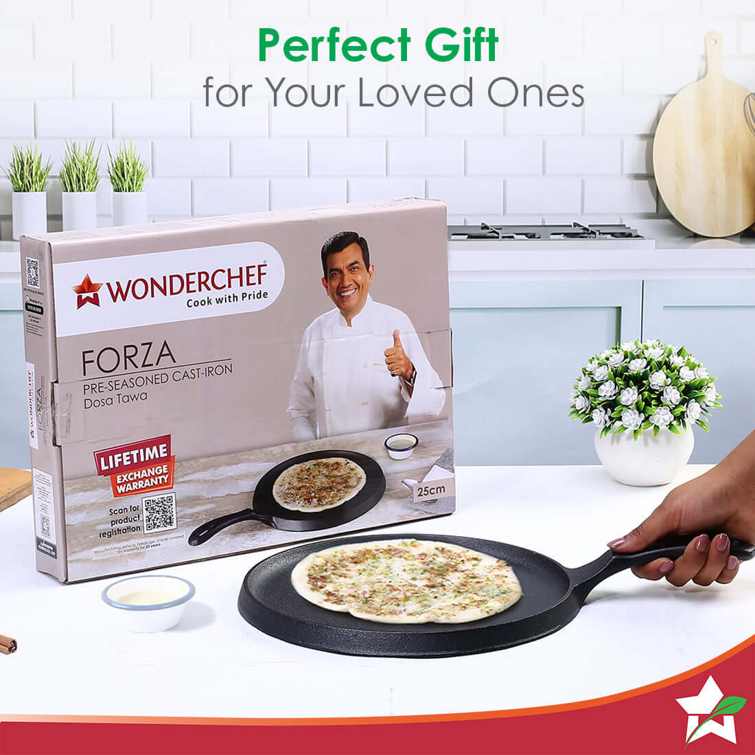 Load image into Gallery viewer, Forza Cast-Iron 25 cm Dosa Tawa Pan ...