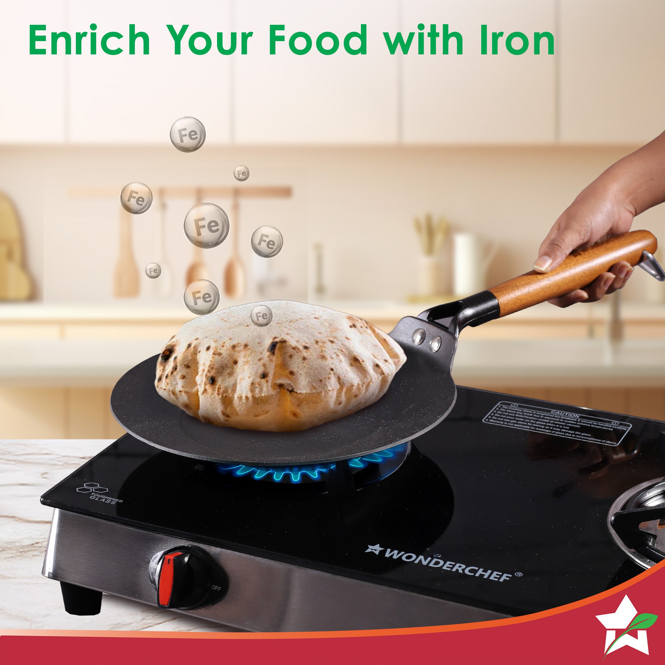 Ferro Light-weight Cast-iron Roti Tawa | 26cm | Pre-seasoned with 100%