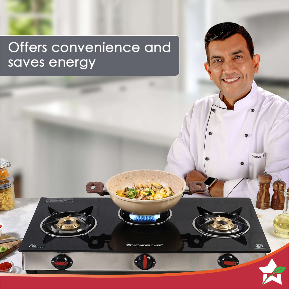 Galaxy 3 Burner Auto Cooktop, Auto Ignition Gas Stove – Wonderchef