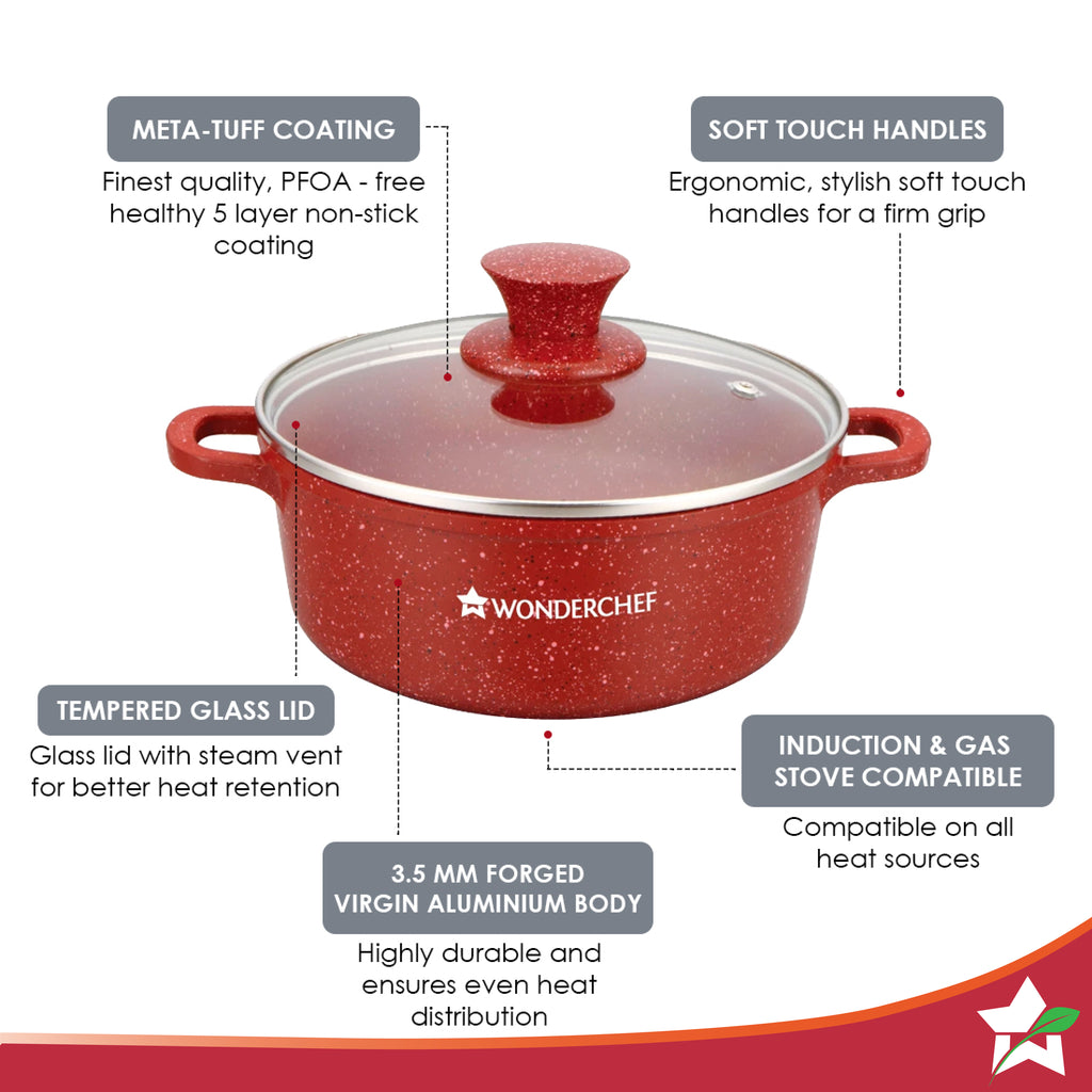 Granite Die-Cast Casserole Cookware Set-Red | Buy Cookware Online ...
