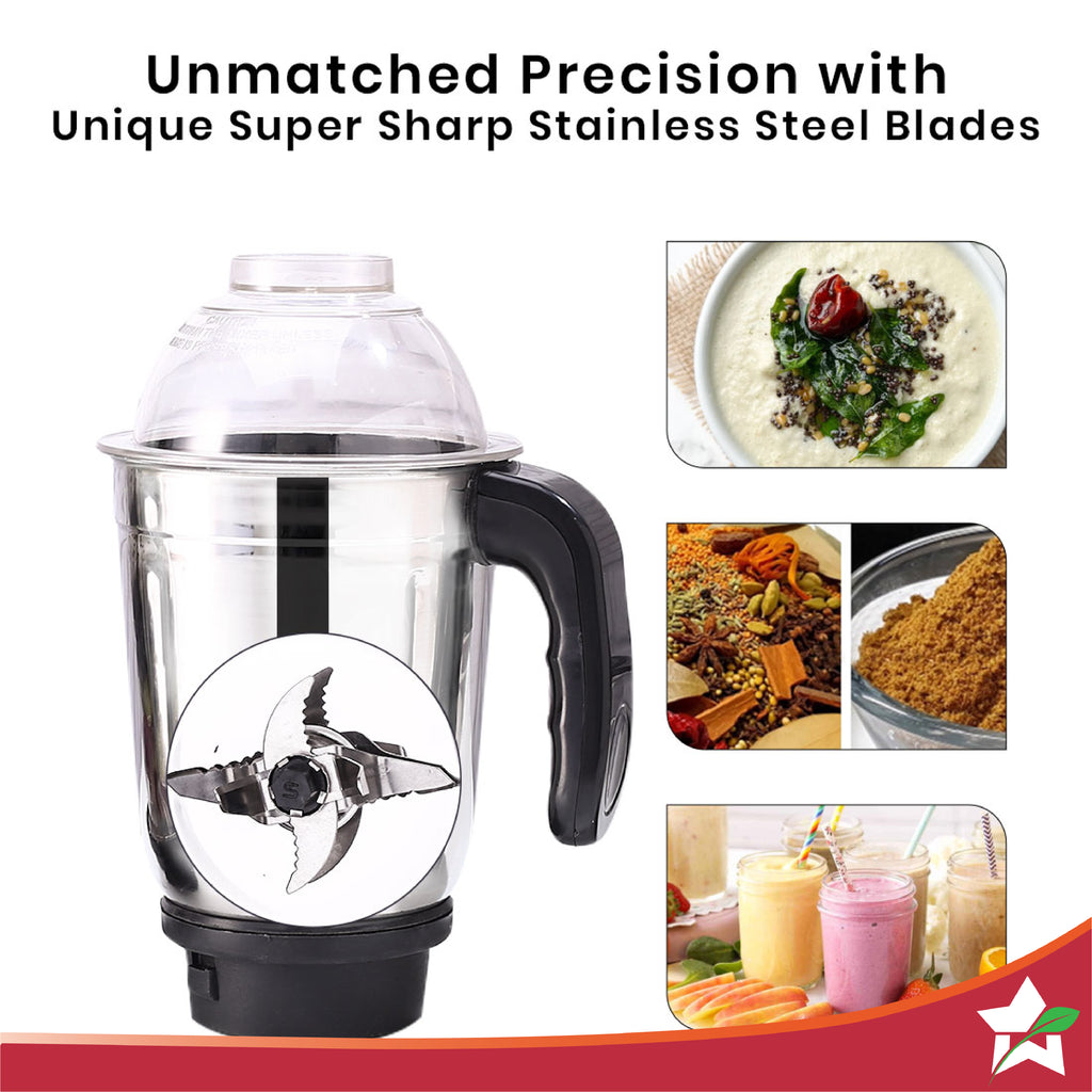 Acura Blender Pro Mixer Grinder 500W, 230V~50Hz, 4 Jars( 2 Stainless ...
