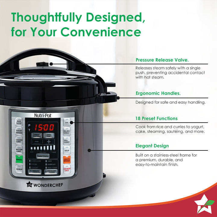 Wonderchef Nutri-Pot 6L | Smart Pressure Cooker Online