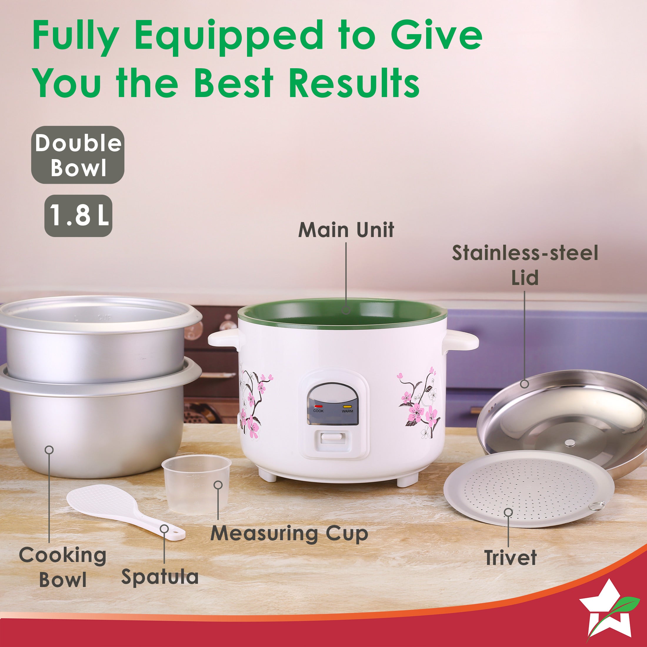 Regalia Electric Rice Cooker | 1.8 L, 700W | 2 Non-stick Bowls Serve 7