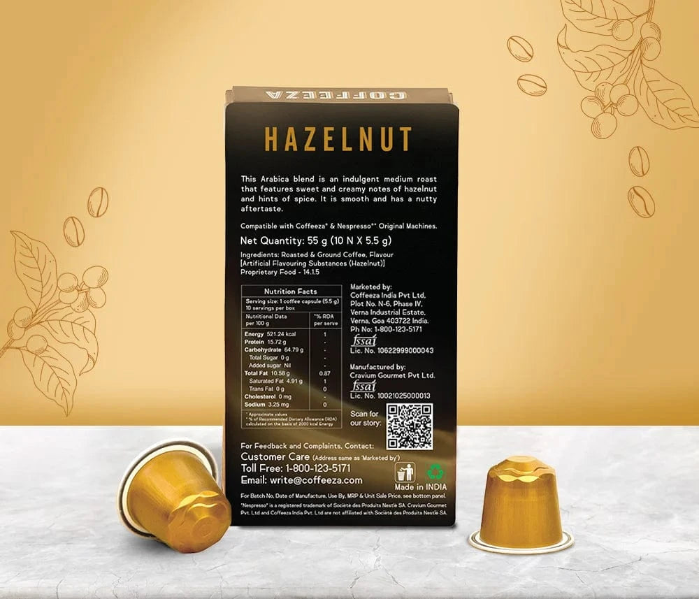 Buy Hazelnut 100% Arabica Coffee Capsules | Premium Flavoured Coffee Pods