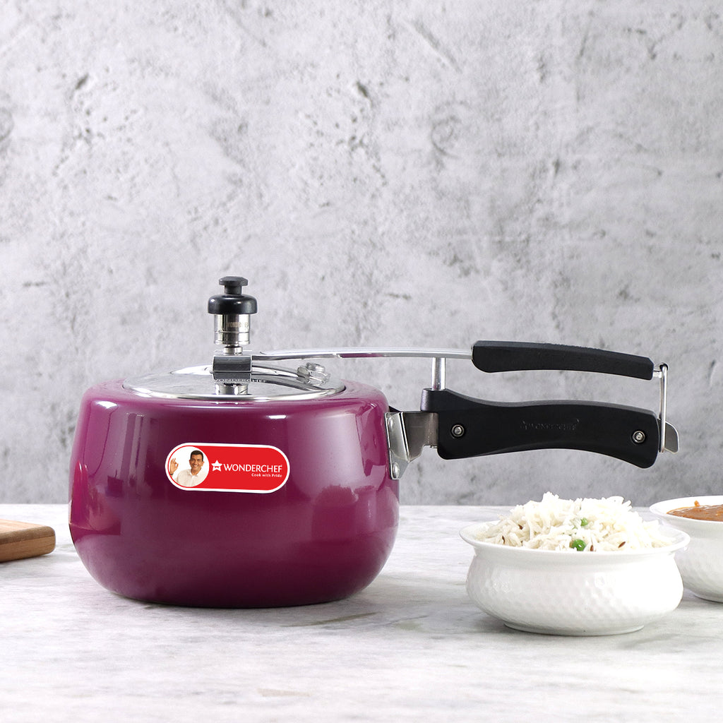 Regalia Induction Base Pressure Cooker with Inner Lid - 3L, Purple – Wonderchef