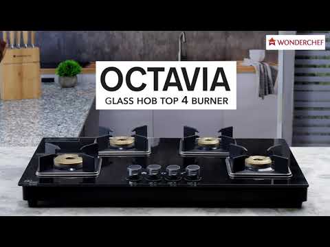 Wonderchef Octavia 4-Burner Glass Hob Gas Stove | Powerful
